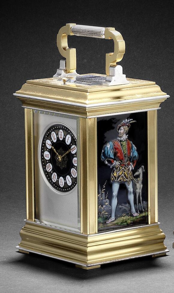 Bonhams : A late 19th century French Limoges enamel mounted carriage clock