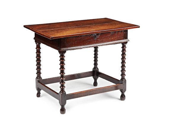 Bonhams : A rare Charles II oak 'box' table, circa 1670 Or counter table