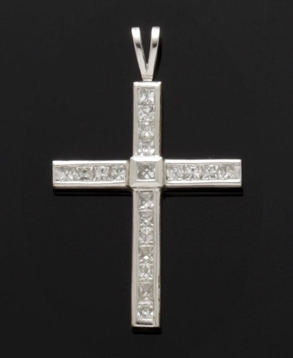Bonhams : A diamond set cross pendant