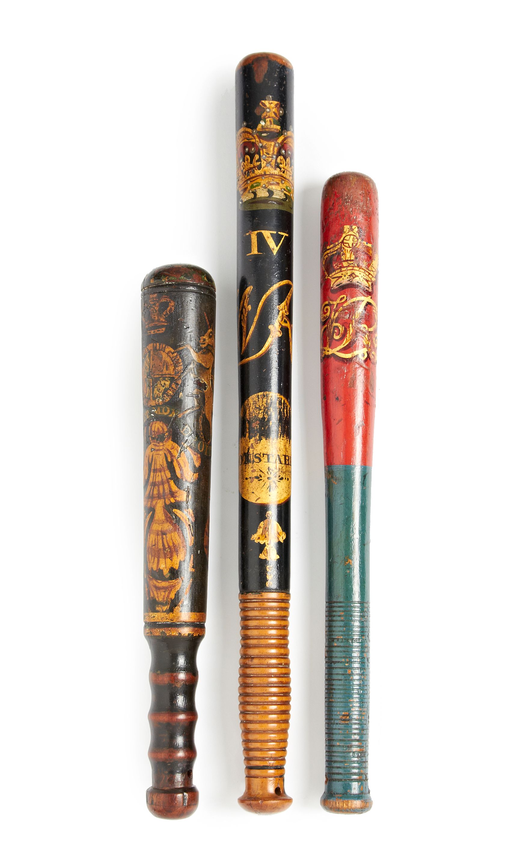 Bonhams : A group of three 19th century polychrome-painted and gilt ...