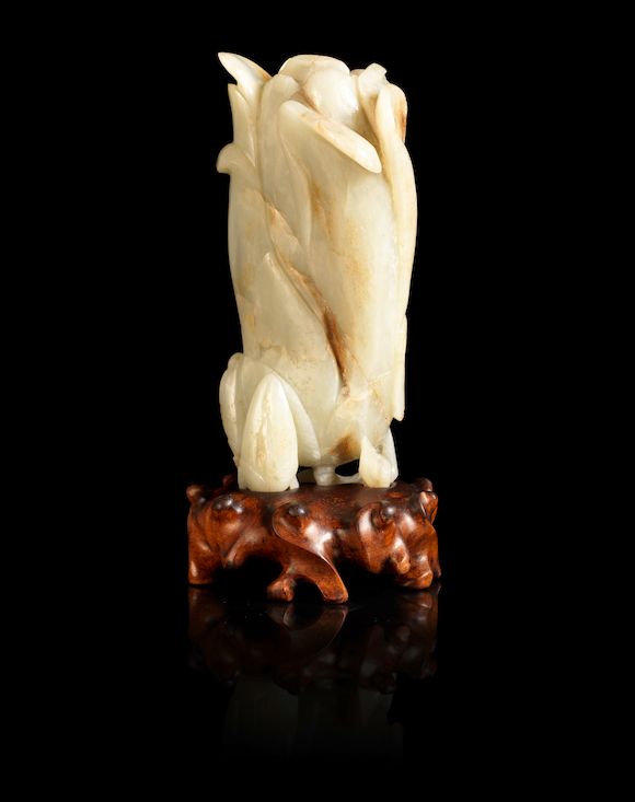 Bonhams : A jade 'magnolia' vase Probably late Ming Dynasty