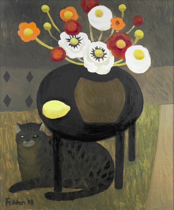 Bonhams : Mary Fedden R.A. (British, 1915-2012) Cat and table