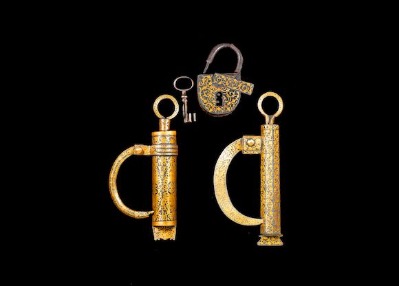 Bonhams : Three Ottoman gold-damascened steel Locks Turkey, 18th/ 19th ...