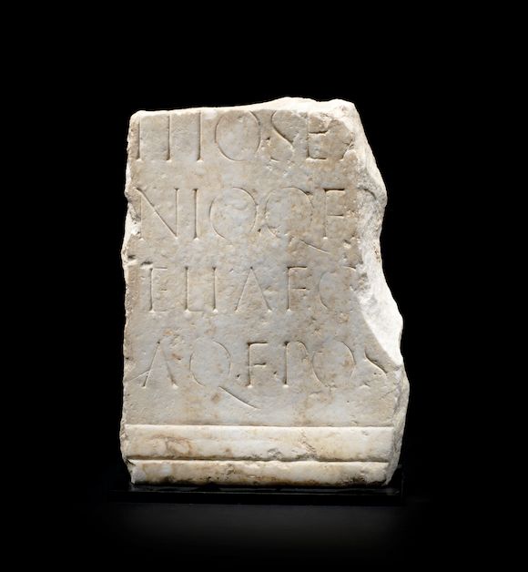 Bonhams : A Roman marble inscribed memorial fragment