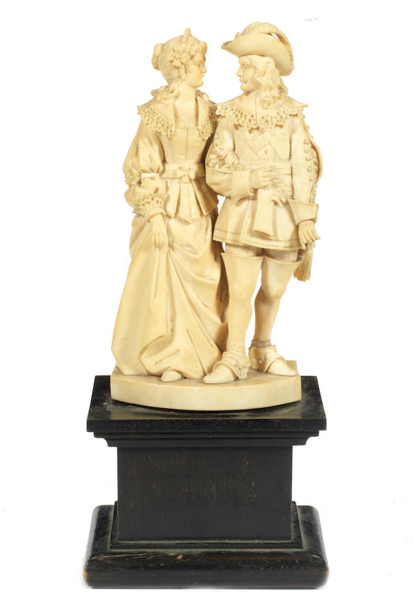 Bonhams A Late 19th Century Carved Ivory Figural Group Of A Courtly
