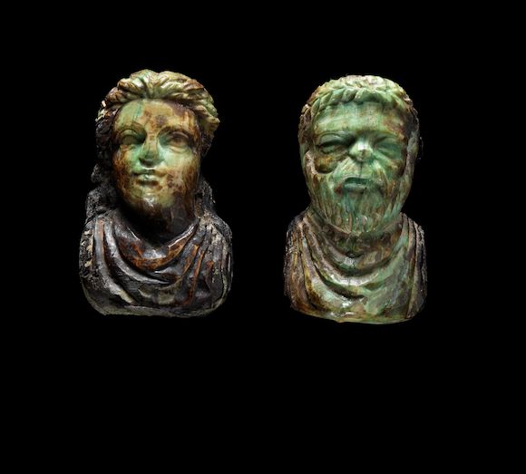 Bonhams : A pair of Roman bone busts 2