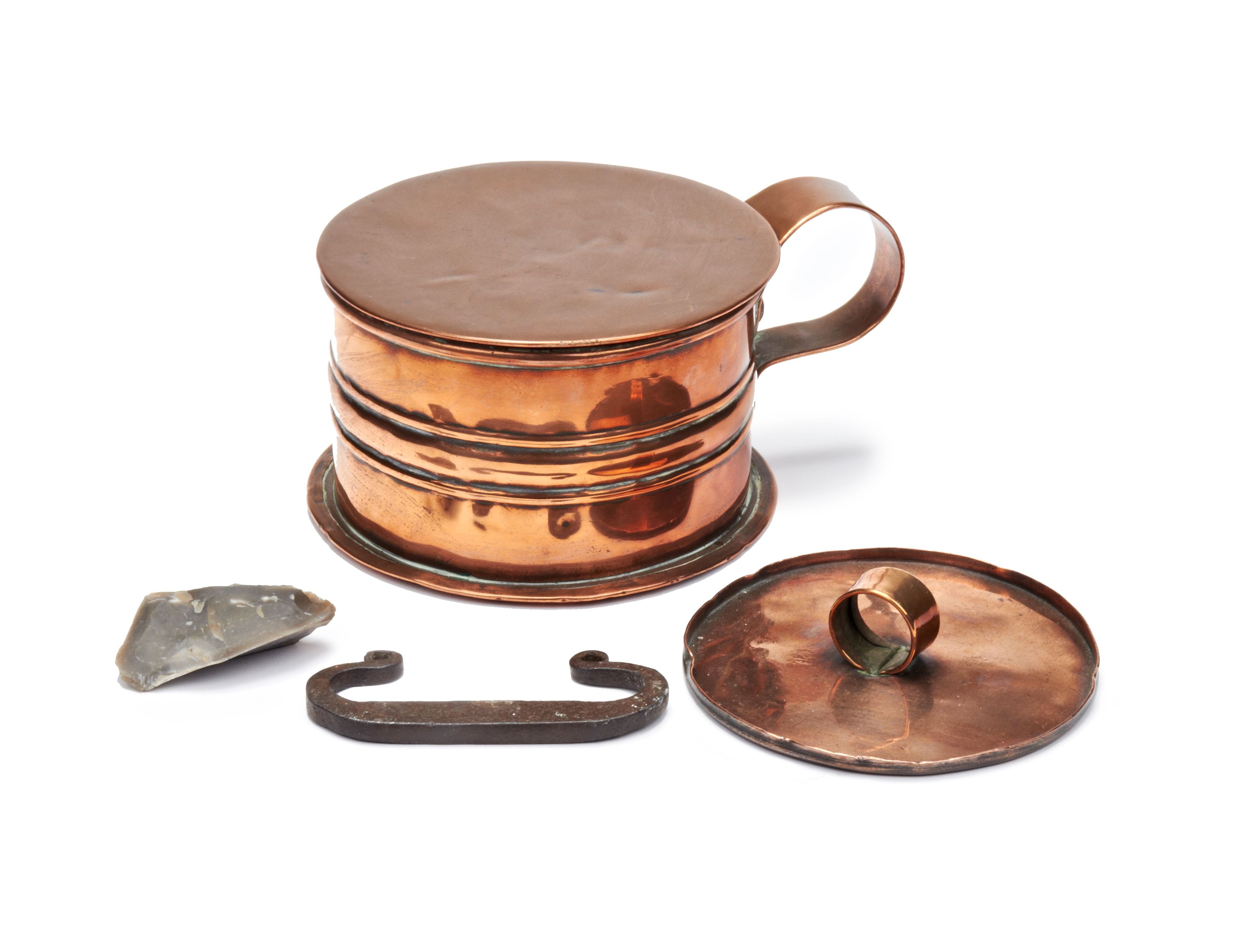 Bonhams : A late 18th century sheet copper canister-form tinder box ...