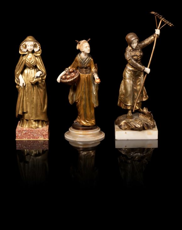 Bonhams : Desiré, Grisard (French, b.1872) A Bronze and Carved Ivory ...