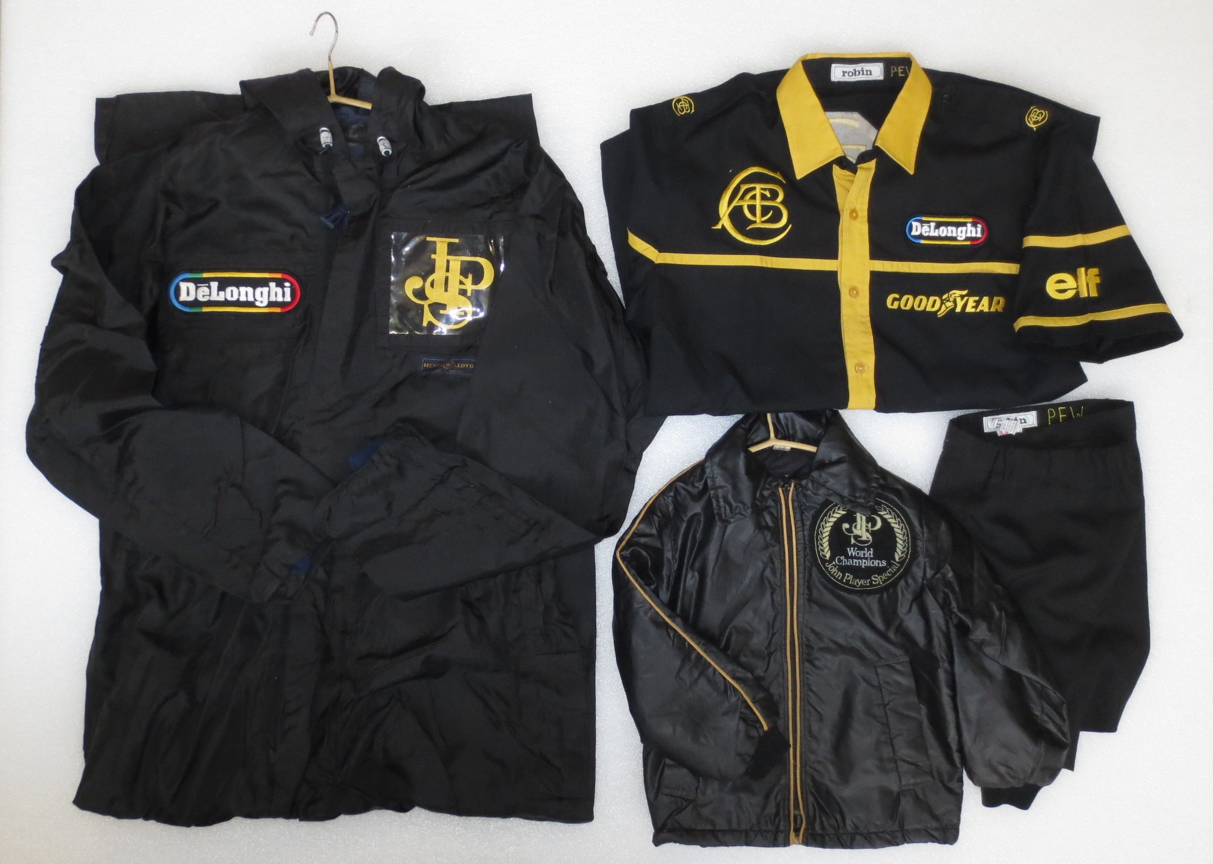 Bonhams Cars : Peter Warr's 1986 JPS Lotus team waterproof overalls,