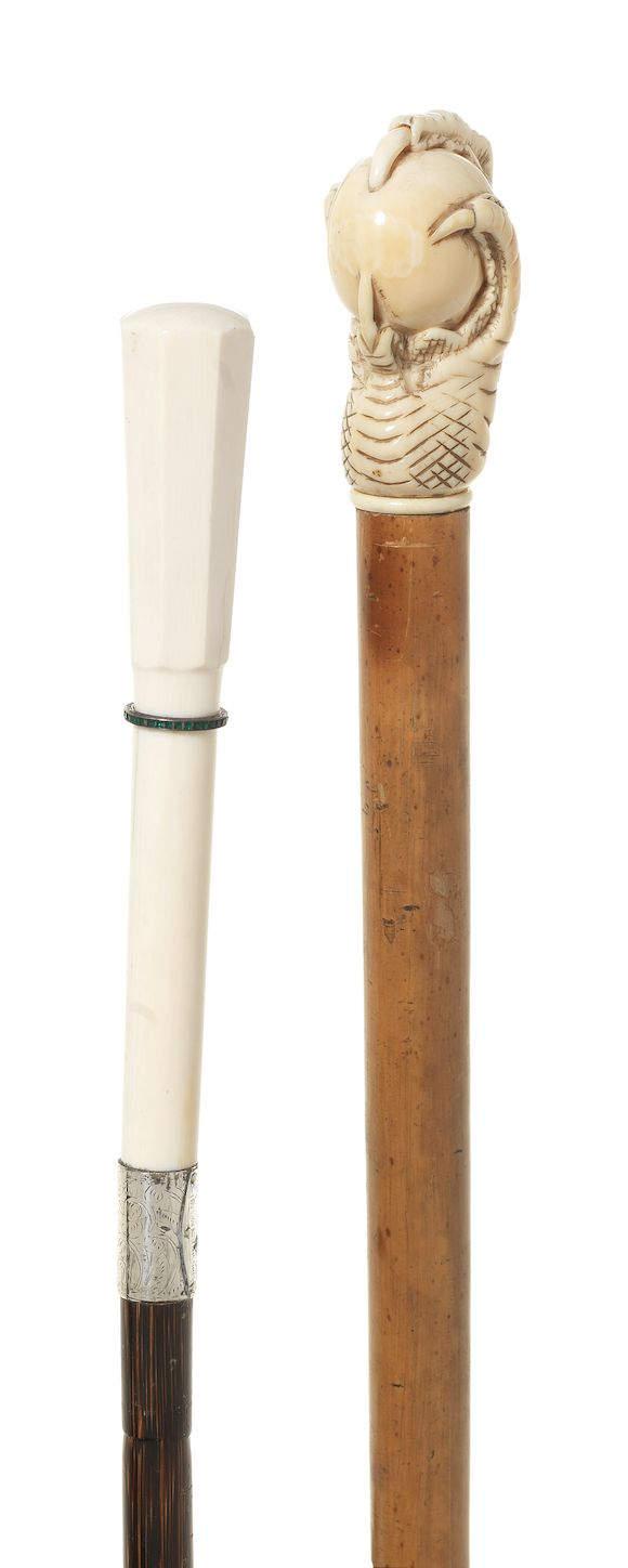 Bonhams : Four late 19th/early 20th century ivory mounted walking canes ...
