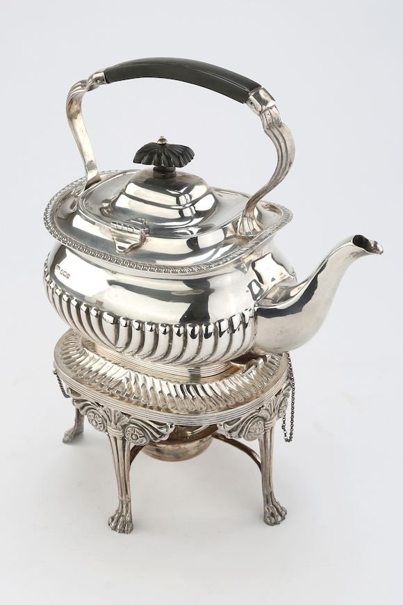 Bonhams : A silver spirit kettle on stand by Richard Richardson ...