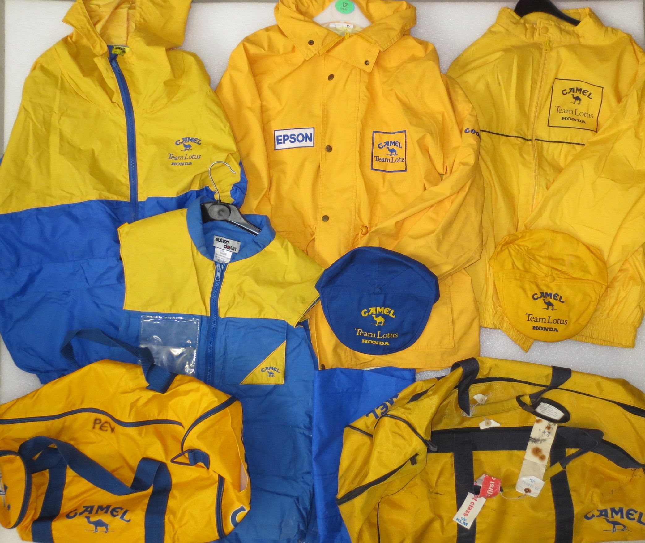 Bonhams Cars : Camel Team Lotus Honda jackets and clothing,