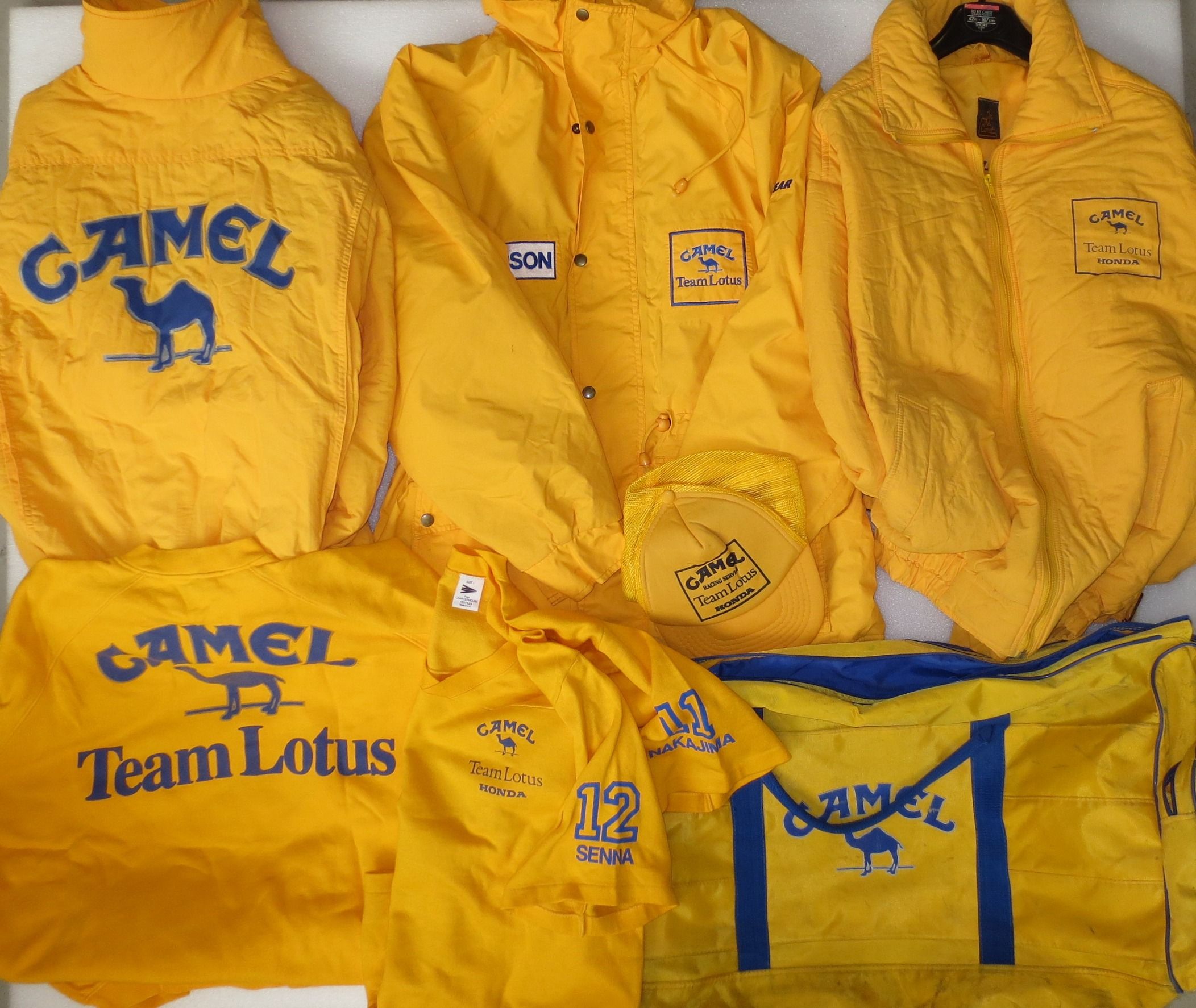 Bonhams Cars : Camel Team Lotus Honda jackets and clothing,