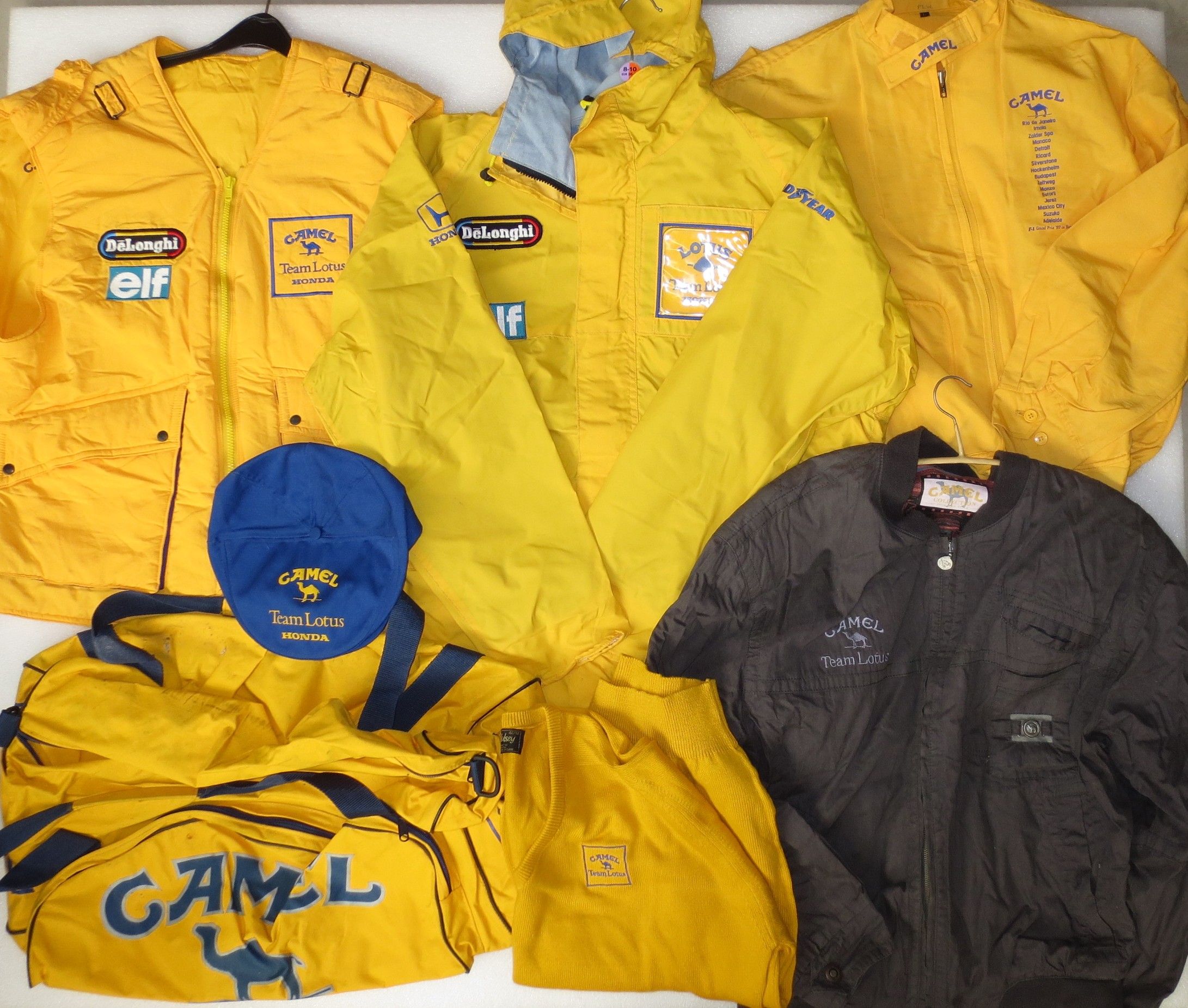 Bonhams Cars : Camel Team Lotus Honda jackets and clothing,