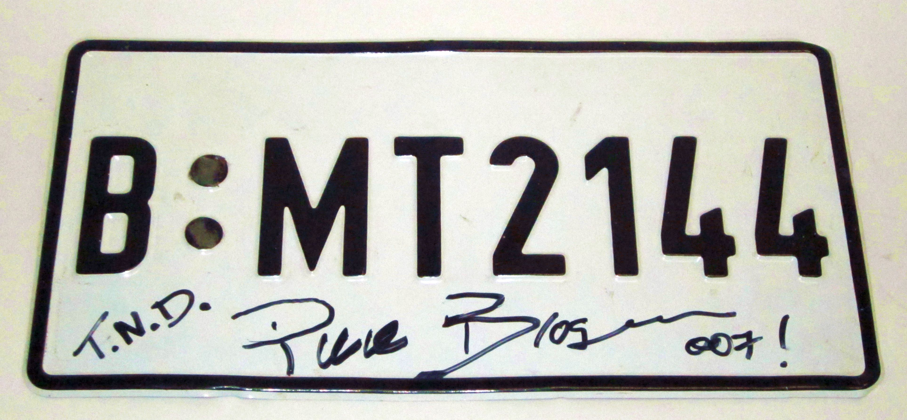 Bonhams Cars : A signed James Bond BMW number plate from Tomorrow Never ...