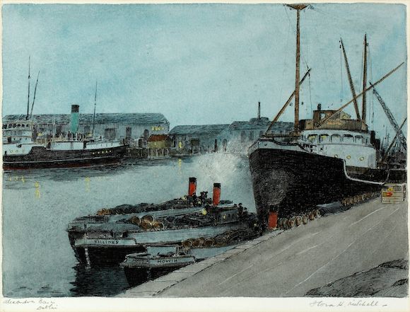 Bonhams : Flora H. Mitchell (Irish, 1890-1973) 'Alexandra Basin, Dublin'