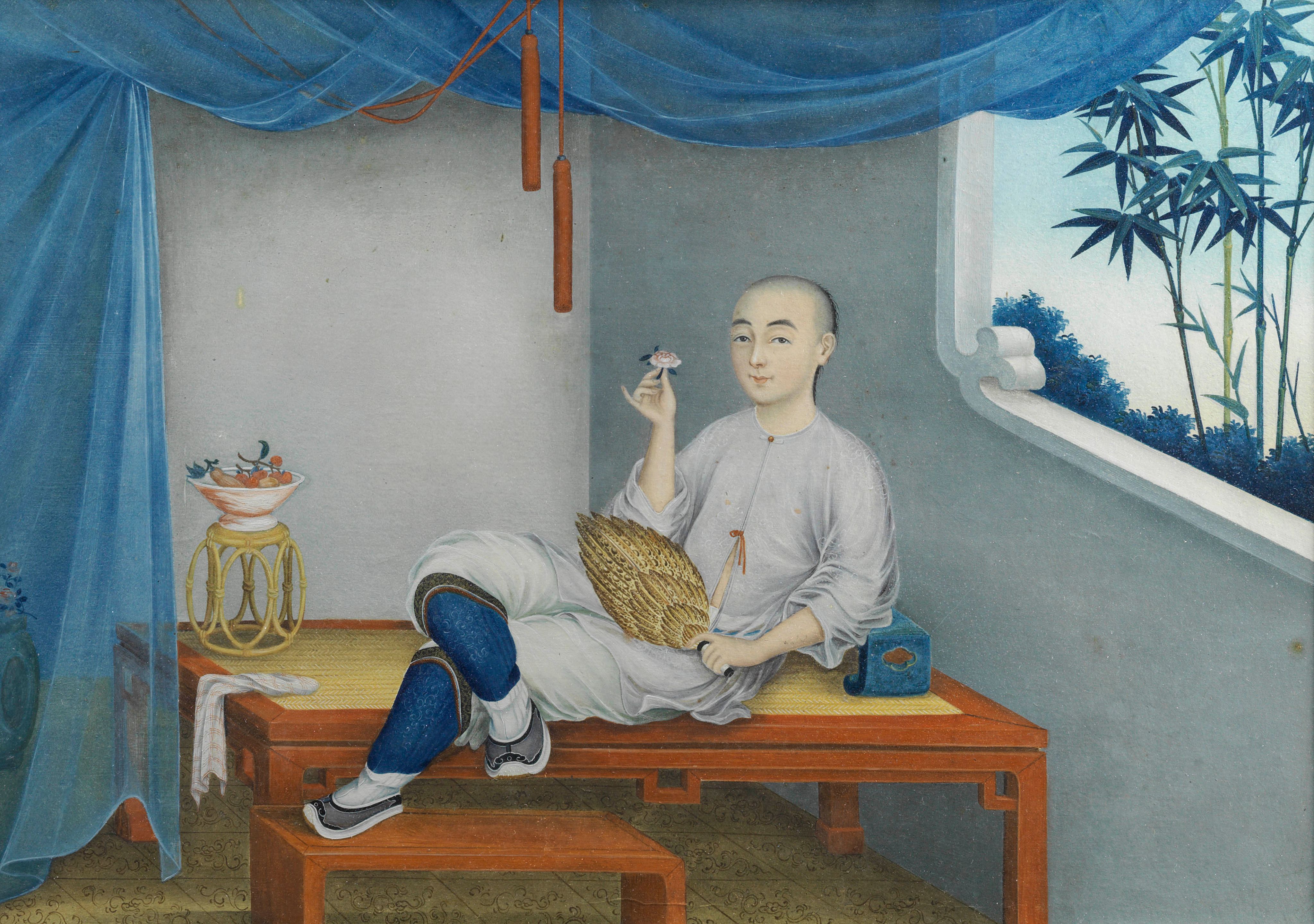 Bonhams : Two interior scenes, gouache on paper 19th century