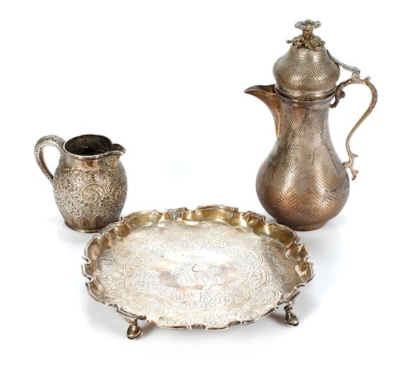 Bonhams : A Turkish silver coffee pot bearing Tughra marks (3)