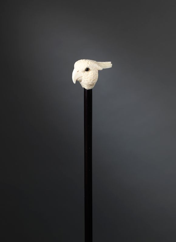 Bonhams : A late 19th/early 20th century ivory 'Parrot' parasol handle ...