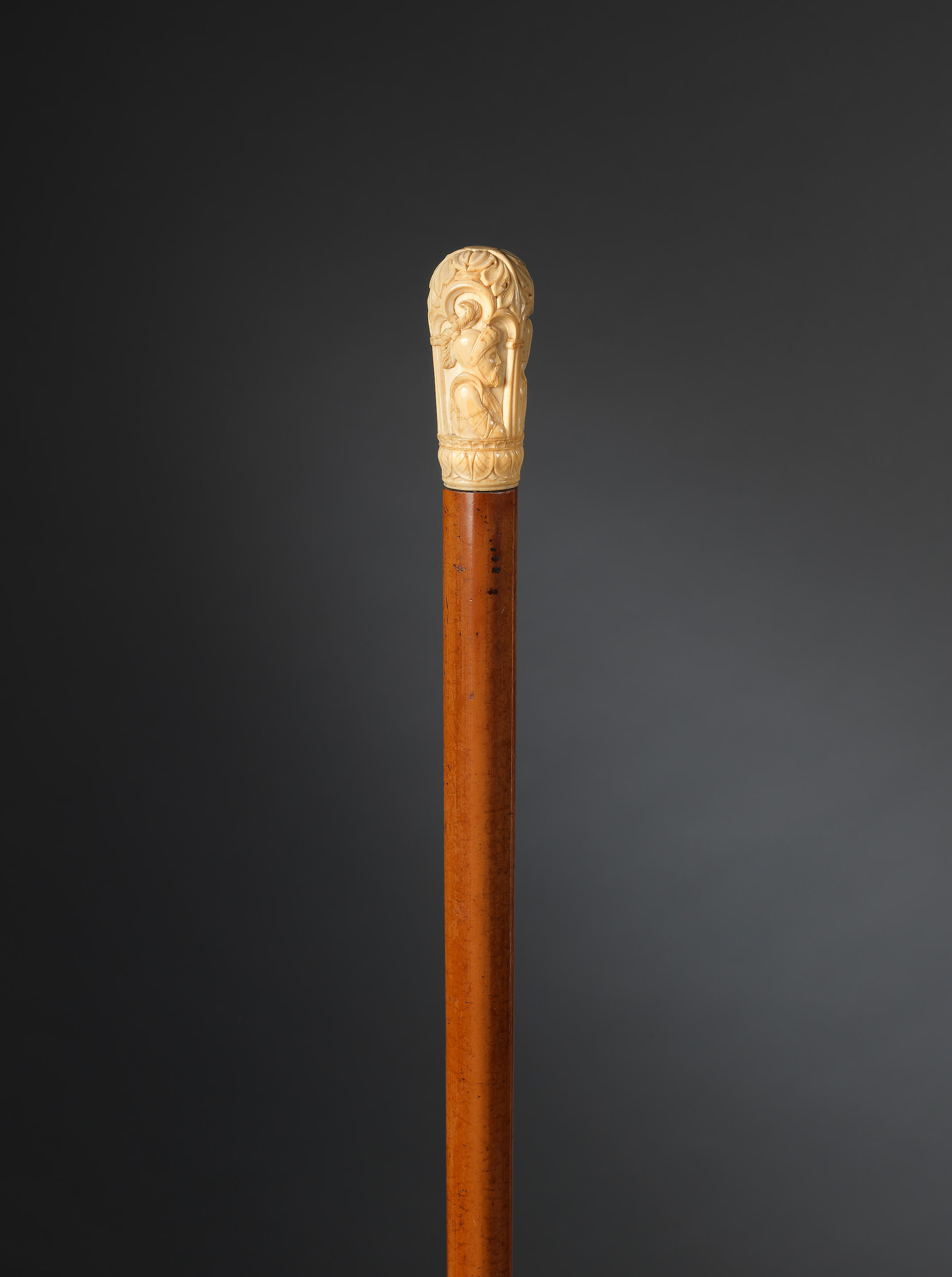 Bonhams A 19th Century Carved Ivory Walking Cane