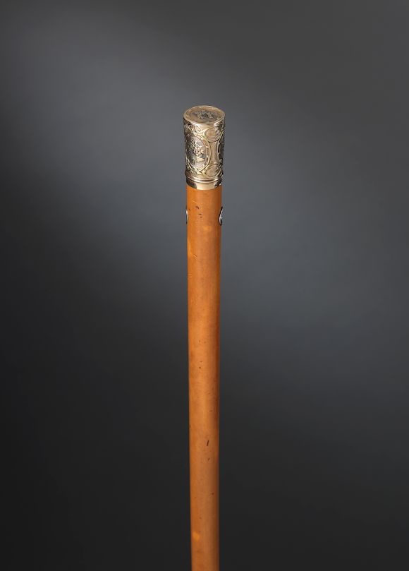 Bonhams : A late 18th century vari-gold mounted walking cane with marks ...