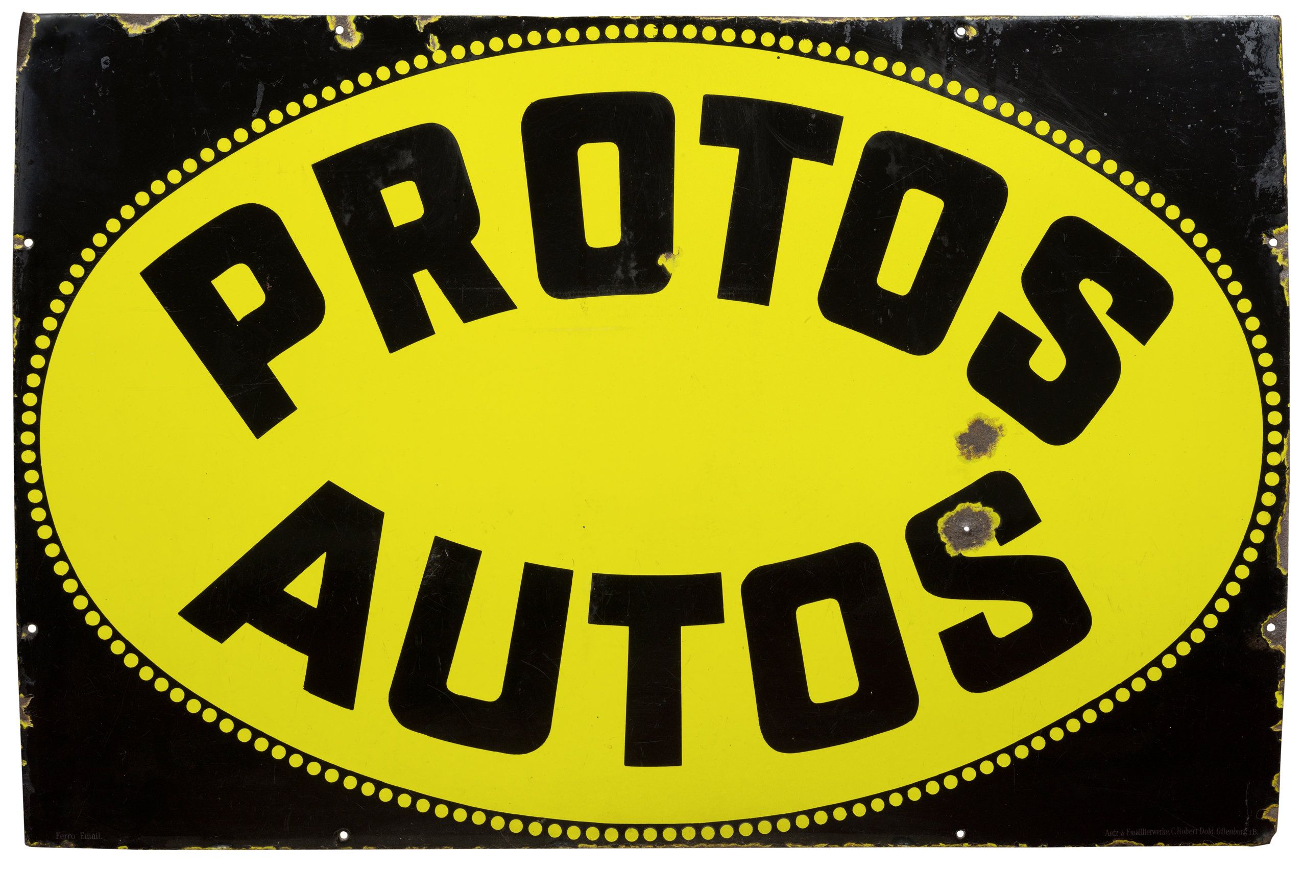 Bonhams Cars : A 'Protos Autos' enamel sign, German, circa 1910,
