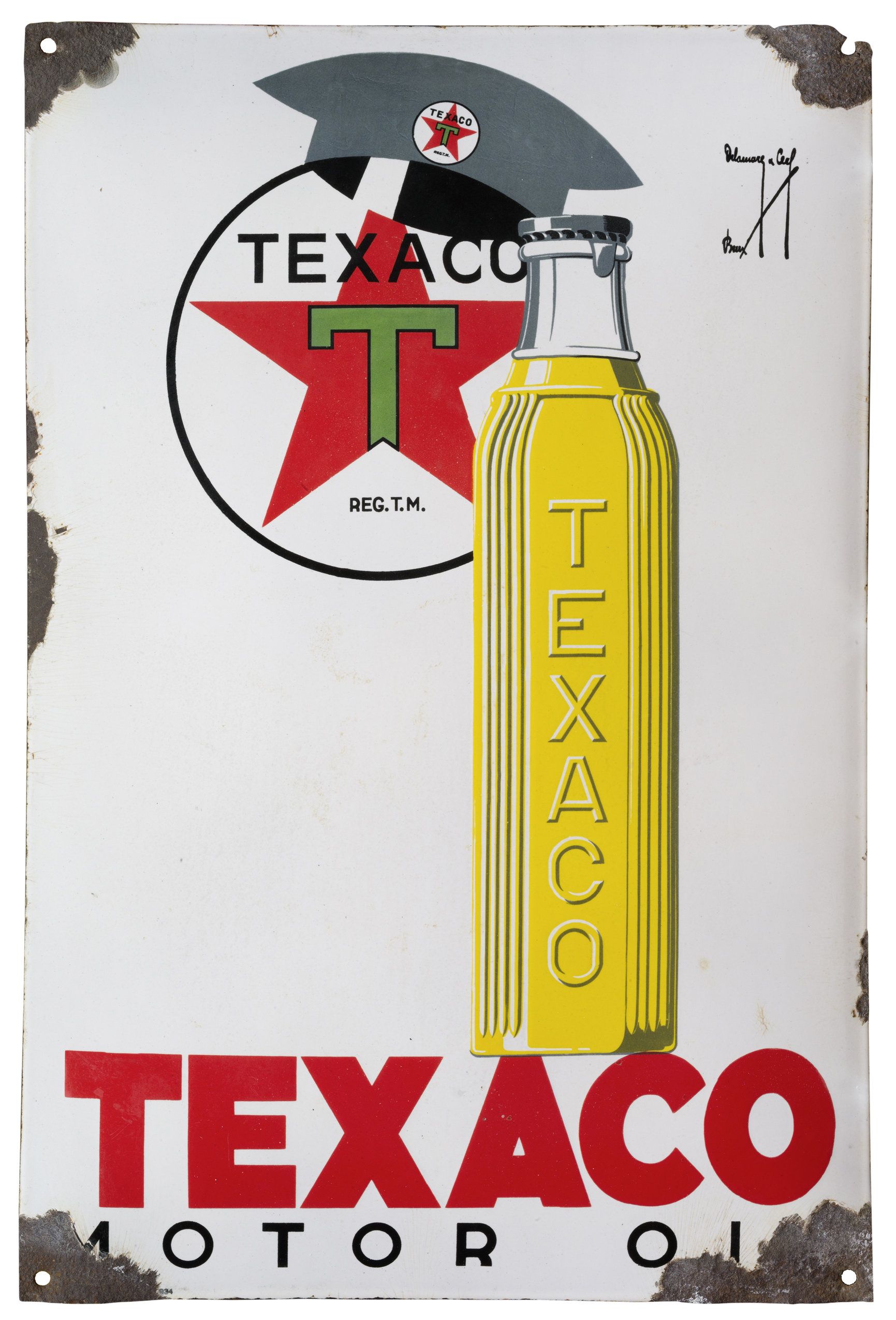 Bonhams Cars : A 'Texaco Motor Oil' enamel sign, Belgian, circa 1934,