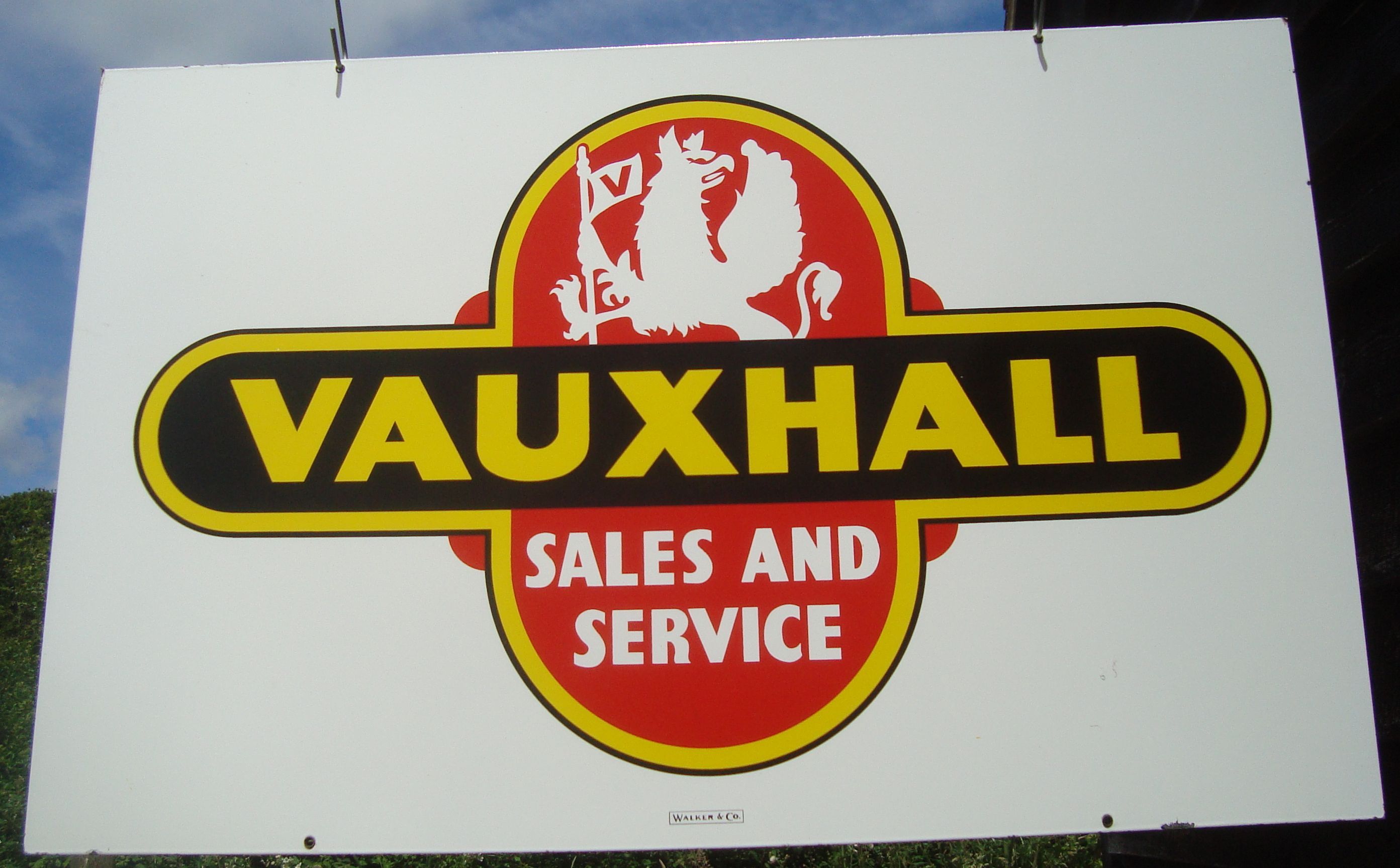 Bonhams Cars : A Vauxhall Sales & Service enamel sign by Walker & Co,