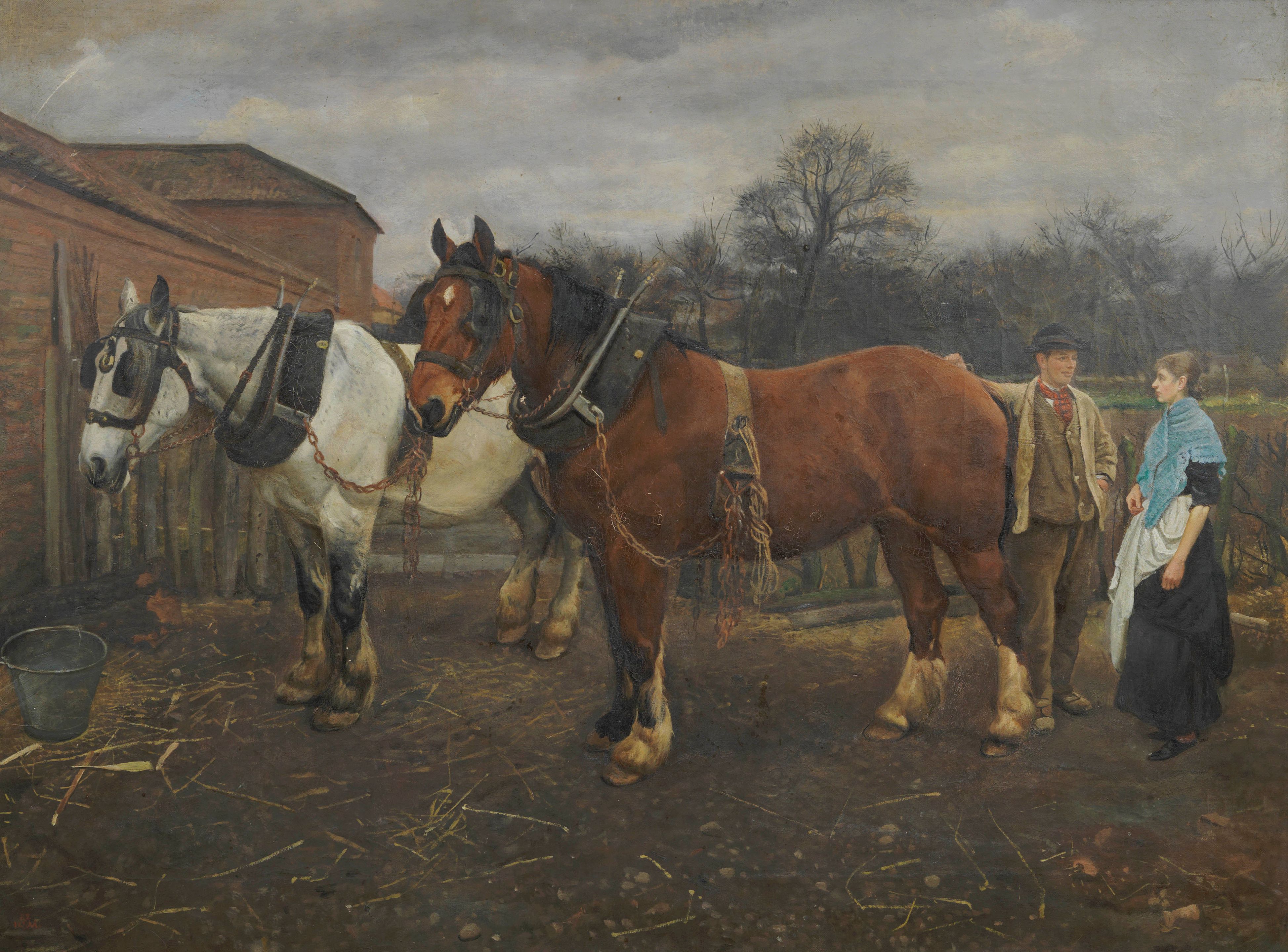 Bonhams : William Edward Millner (British, 1849-1895) Shire horses at ...