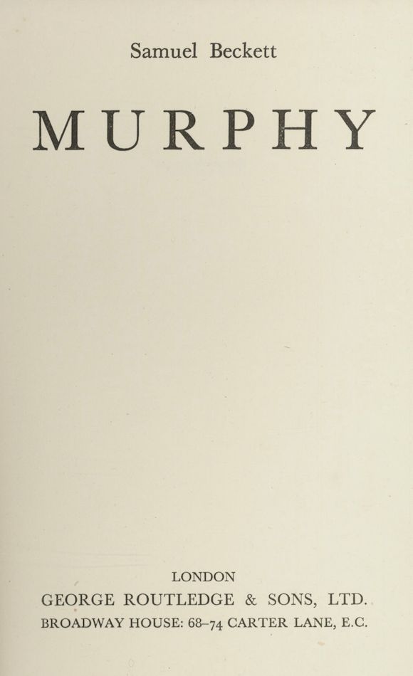 Bonhams : BECKETT (SAMUEL) Murphy, FIRST EDITION, [1938]