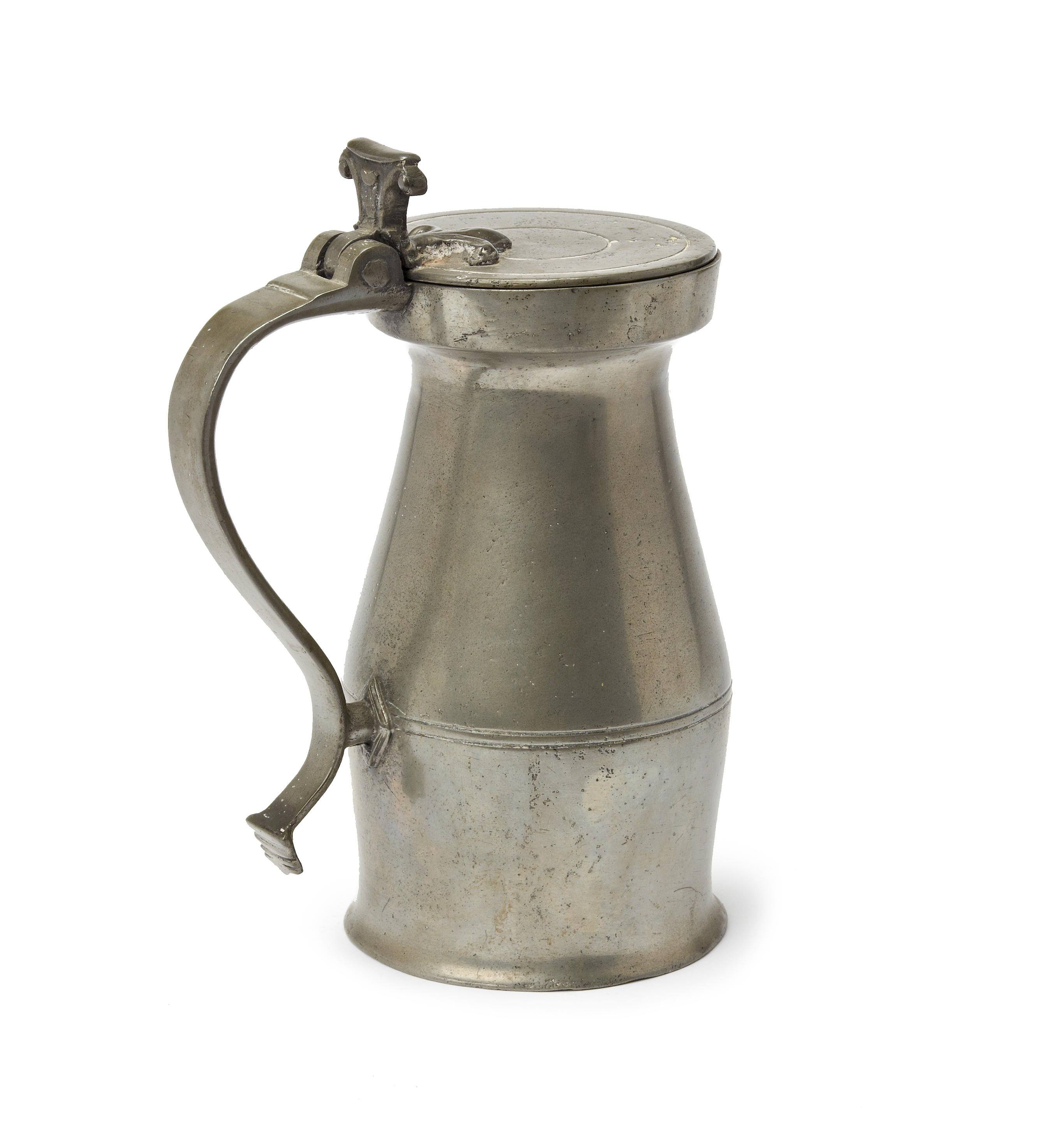 Bonhams A Pewter Half Gallon Double Volute Baluster Measure