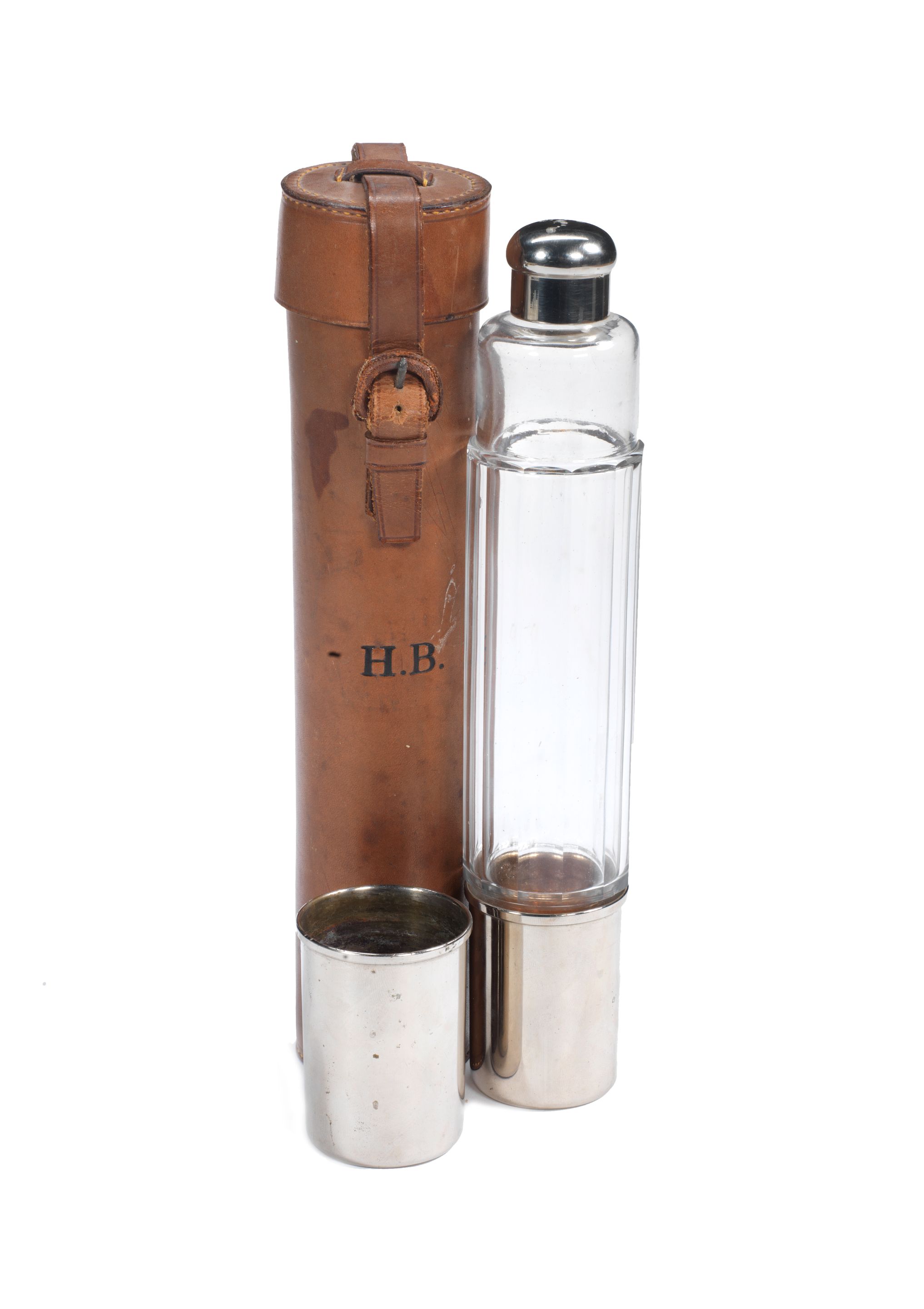 Bonhams Cars : A leather-cased travelling drinks flask for two persons ...