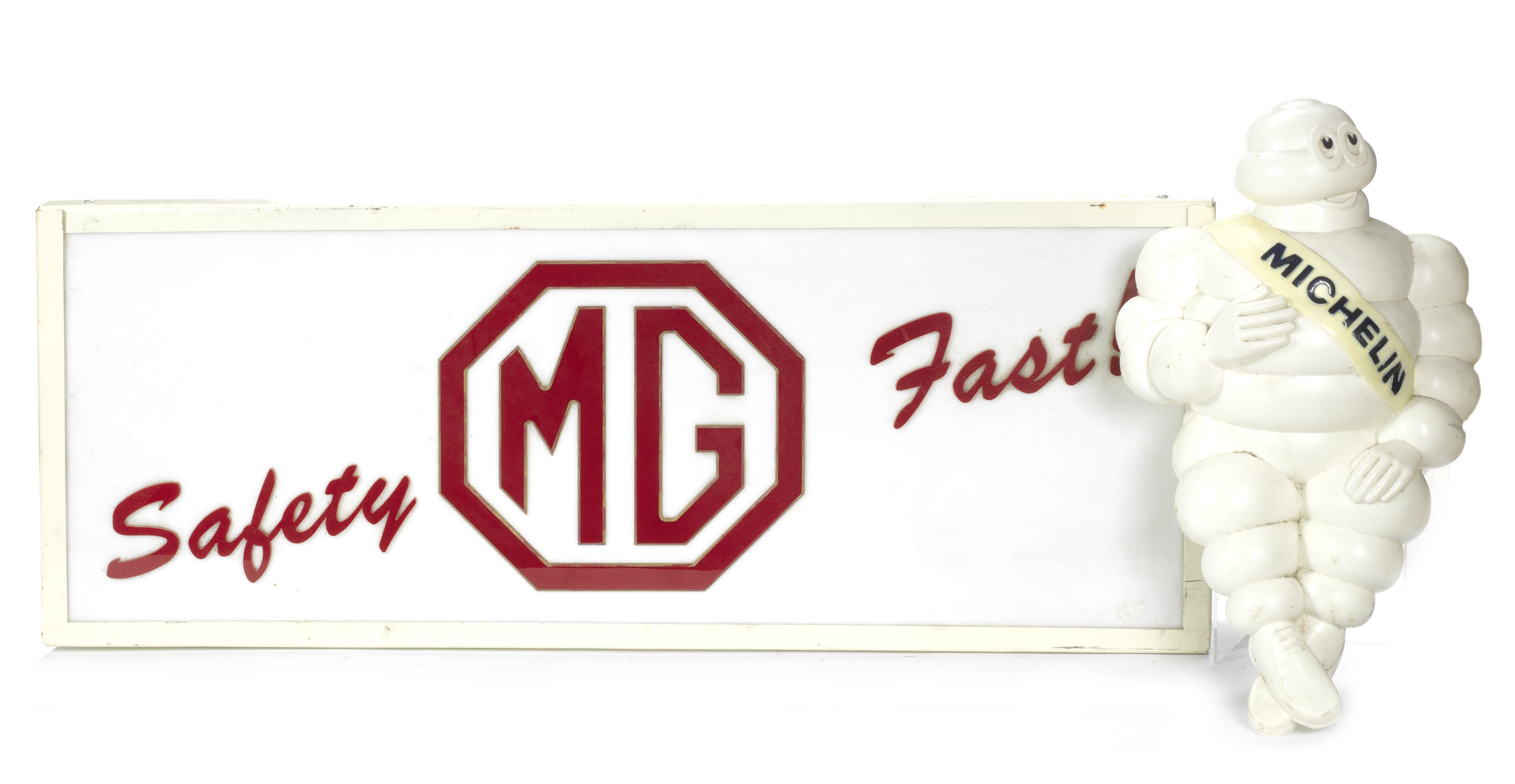 Bonhams Cars : An MG Safety Fast illuminating showroom sign and a ...
