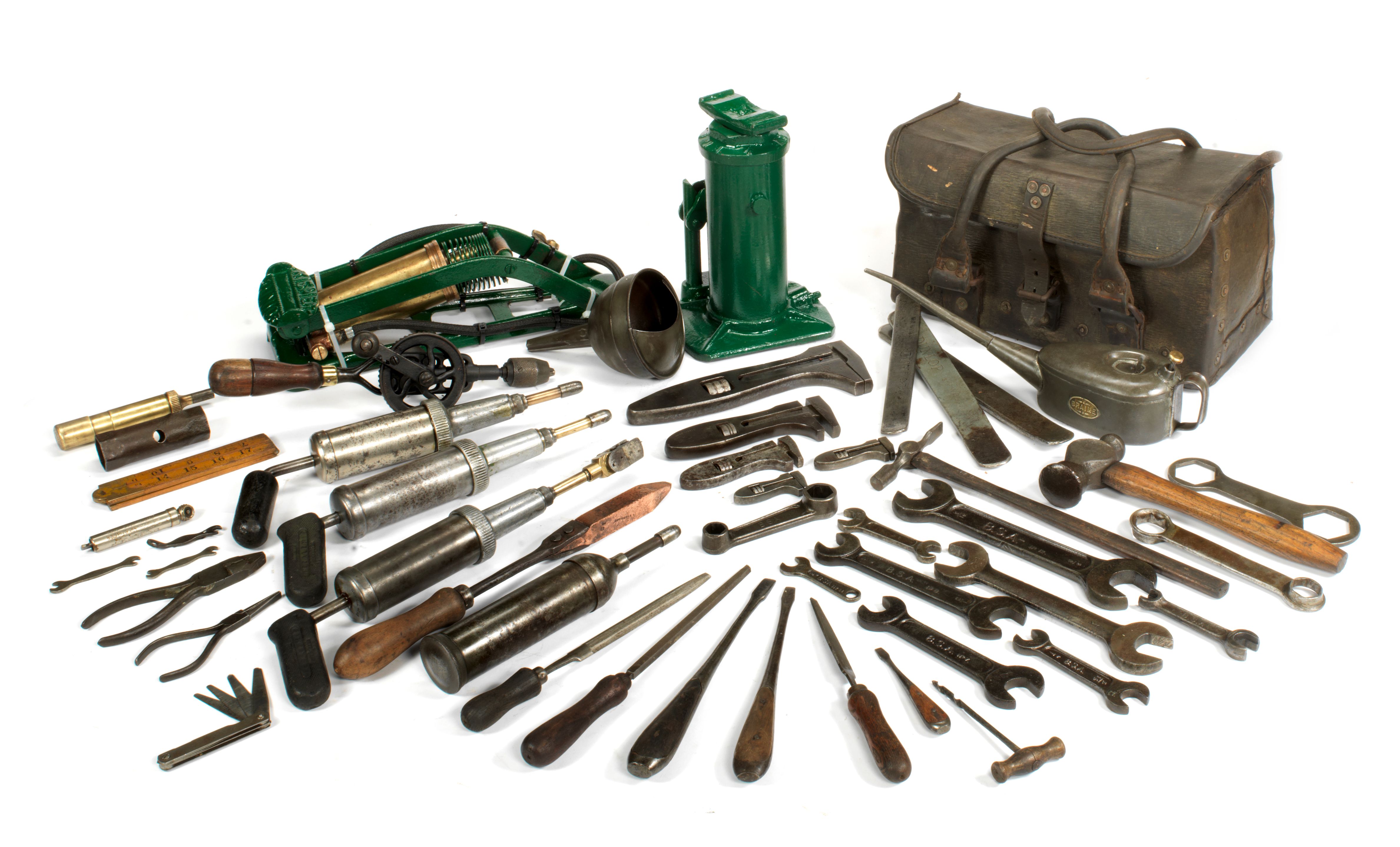 Bonhams Cars : A set of tools suitable for a vintage Bentley, with toolbag,