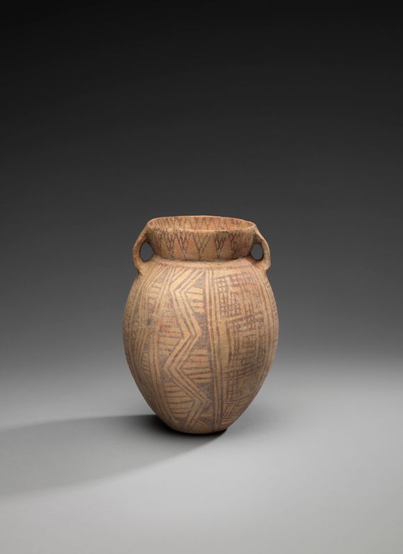 Bonhams : A painted pottery ovoid jar Neolithic Period, probably Qijia ...