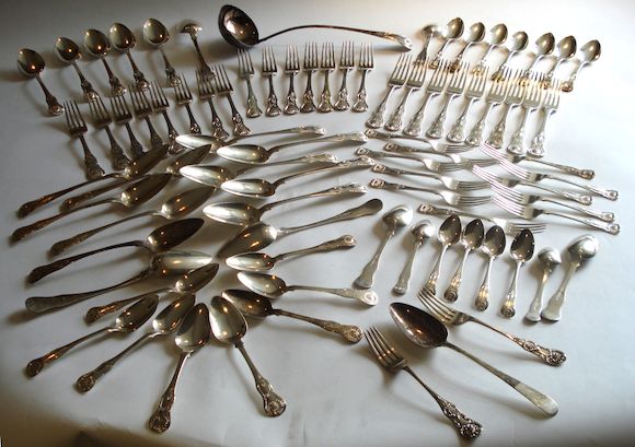 Bonhams : A George III, William IV and Victorian composite canteen of ...