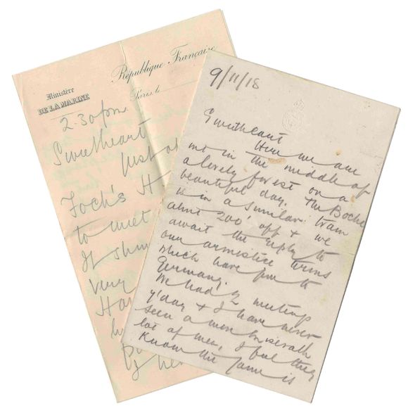 Bonhams : ARMISTICE AT COMPIÈGNE Blotting paper attested by Admiral ...
