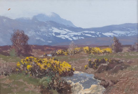 Bonhams : George Houston RSA RSW RGI (British, 1869-1947) Whins and Snow