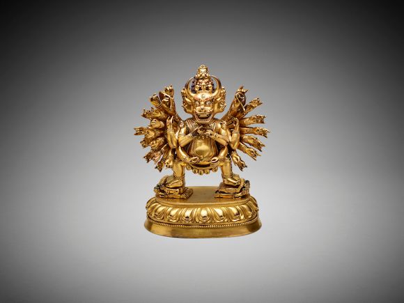 Bonhams : A Chinese gilded bronze figure of Yamantaka