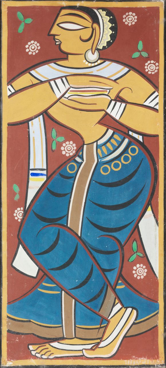 Bonhams : Jamini Roy (India, 1887-1972) Standing Gopini