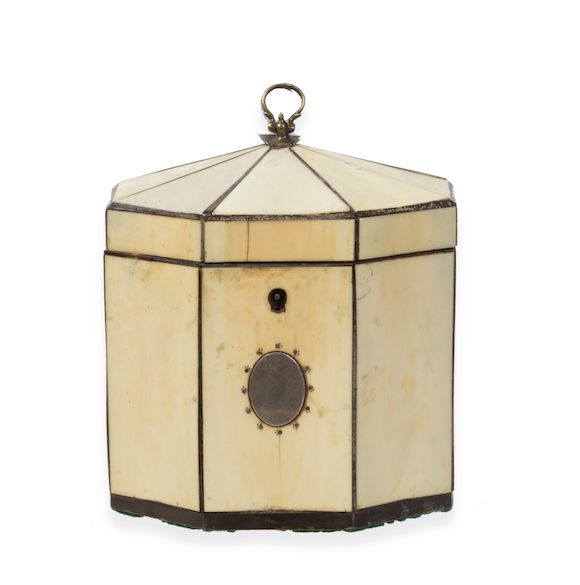 Bonhams : A George III ivory veneered tea caddy