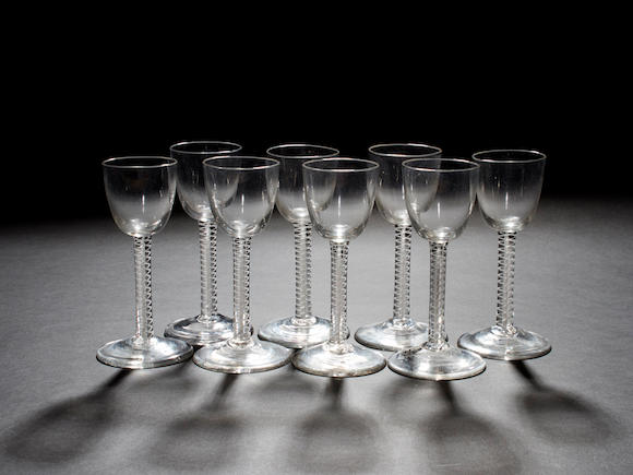 Bonhams Eight Similar Wine Glasses Circa 1760
