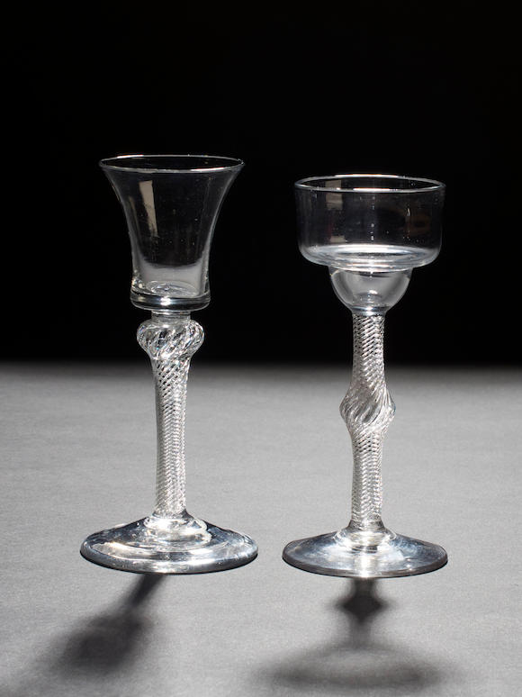 Bonhams Two Airtwist Wine Glasses Circa 1750