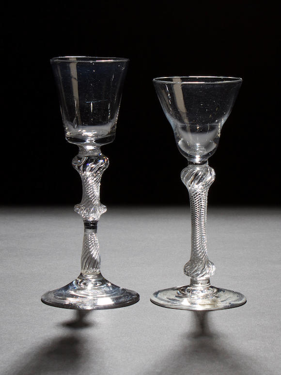 Bonhams Two Airtwist Wine Glasses Circa 1750