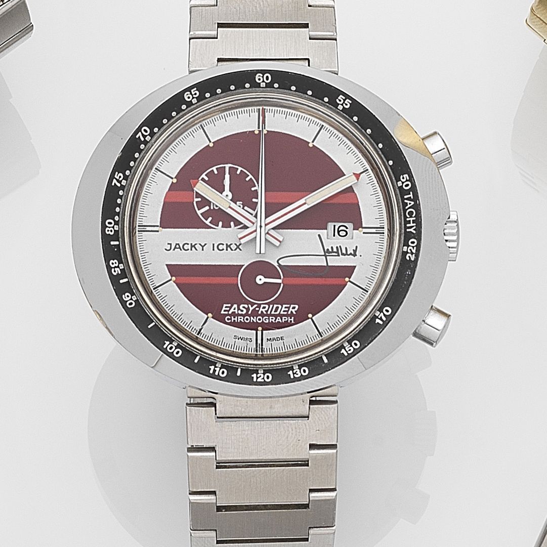 Bonhams : Heuer. A chrome plated steel manual wind calendar chronograph ...