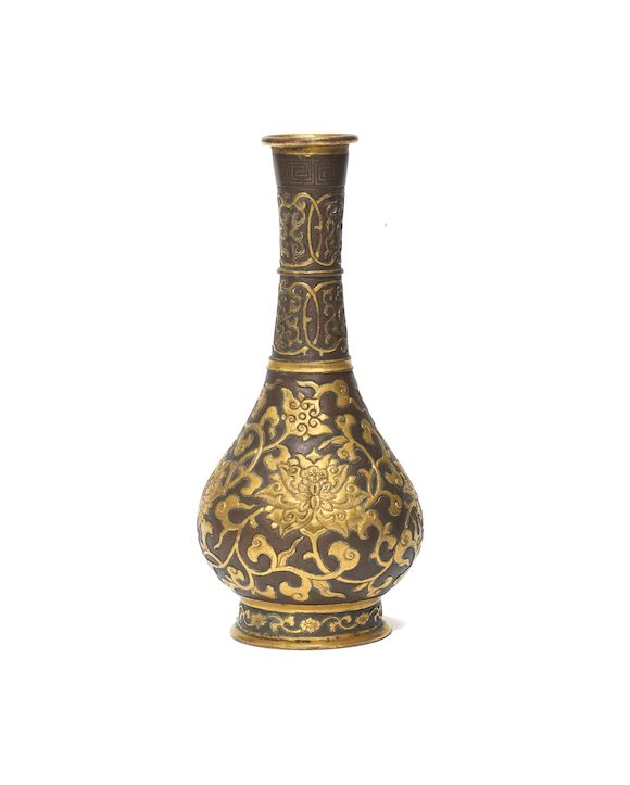 Bonhams : An exceptional parcel-gilt and silver-wire-inlaid pear-shaped ...