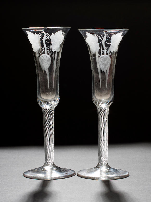 Bonhams A Pair Of Ale Glasses Circa 1760