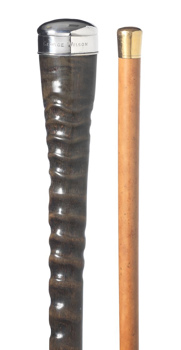 Bonhams : An Edwardian 18carat gold mounted walking cane gold mount ...