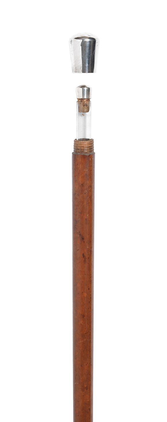 Bonhams : An early 20th century silver mounted 'Tippler' gadget walking ...