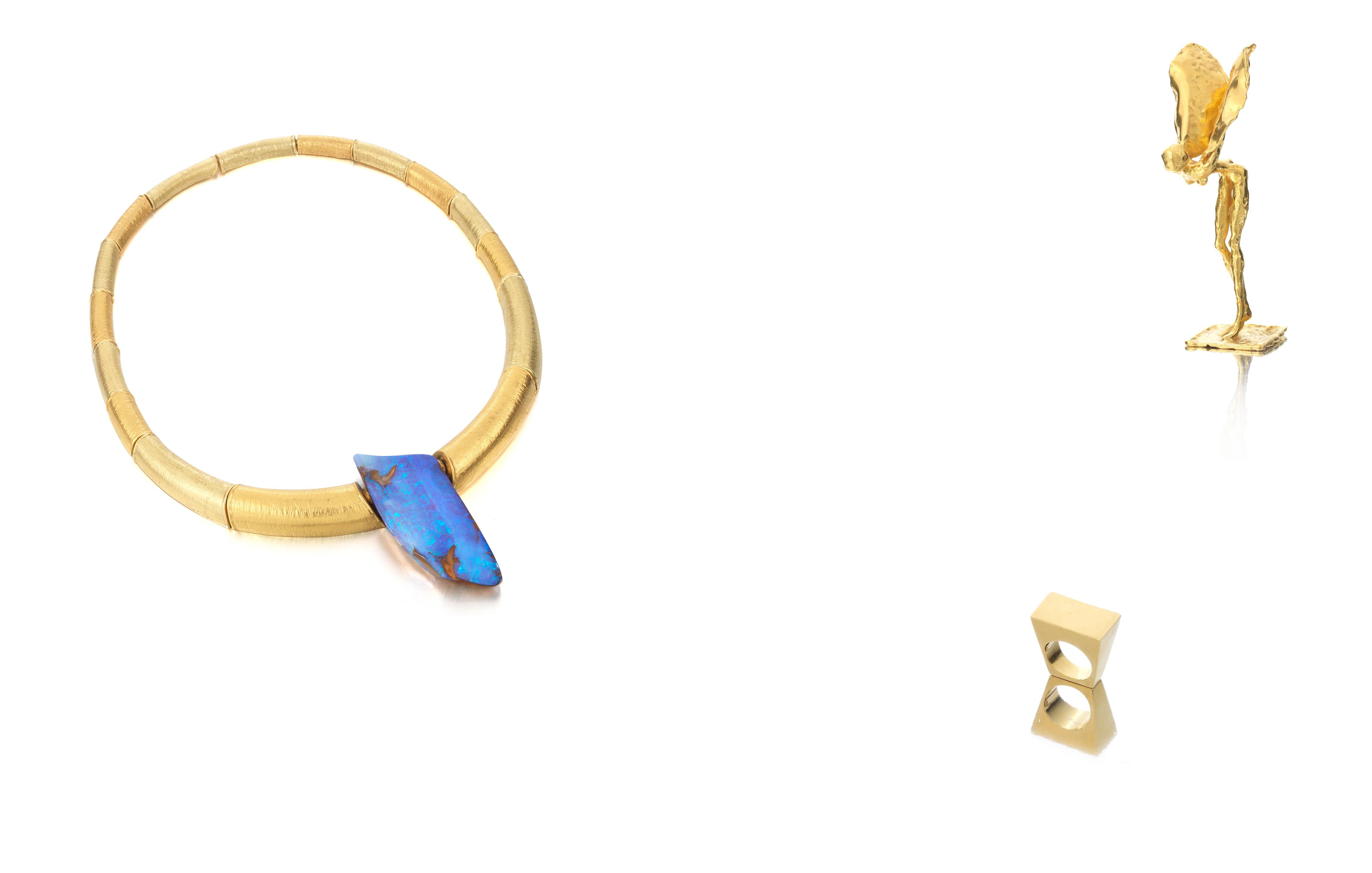 Bonhams : A gold and boulder opal Big Blue collar necklace, by Charmian ...